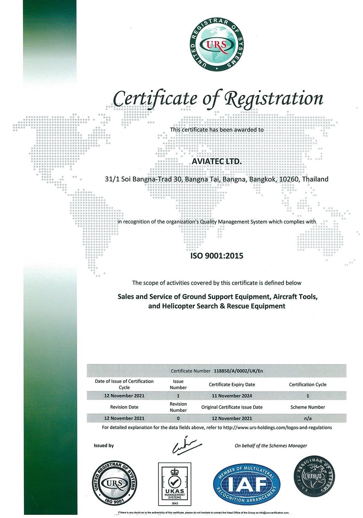 ISO 9001 2015 Certificate Aviatec ISO 9001 2015 Certificate Aviatec